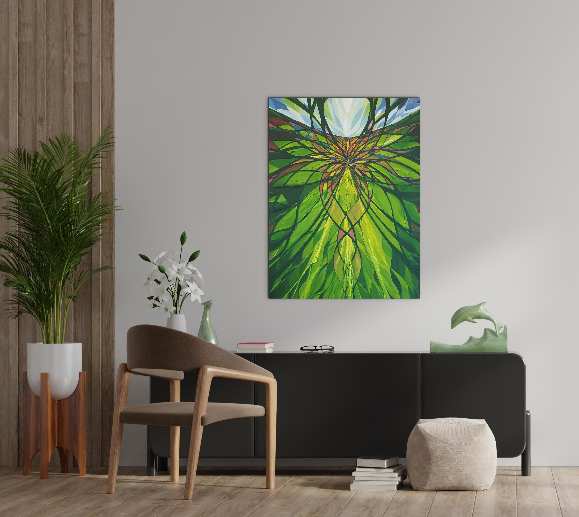 Emerald Awakening: Nature's Radiance Canvas Print | Digital Art With Acrylic Enhancements ...