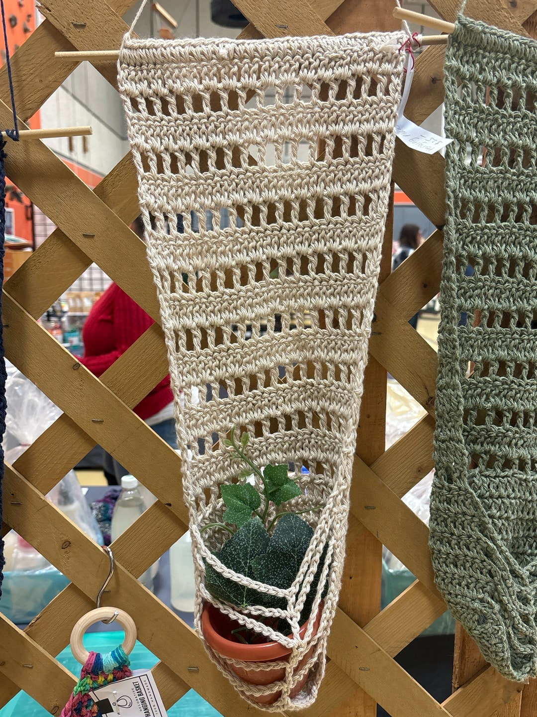 Hand Crocheted Hanging Planter: Boho Style Cotton Plant Display - Etsy