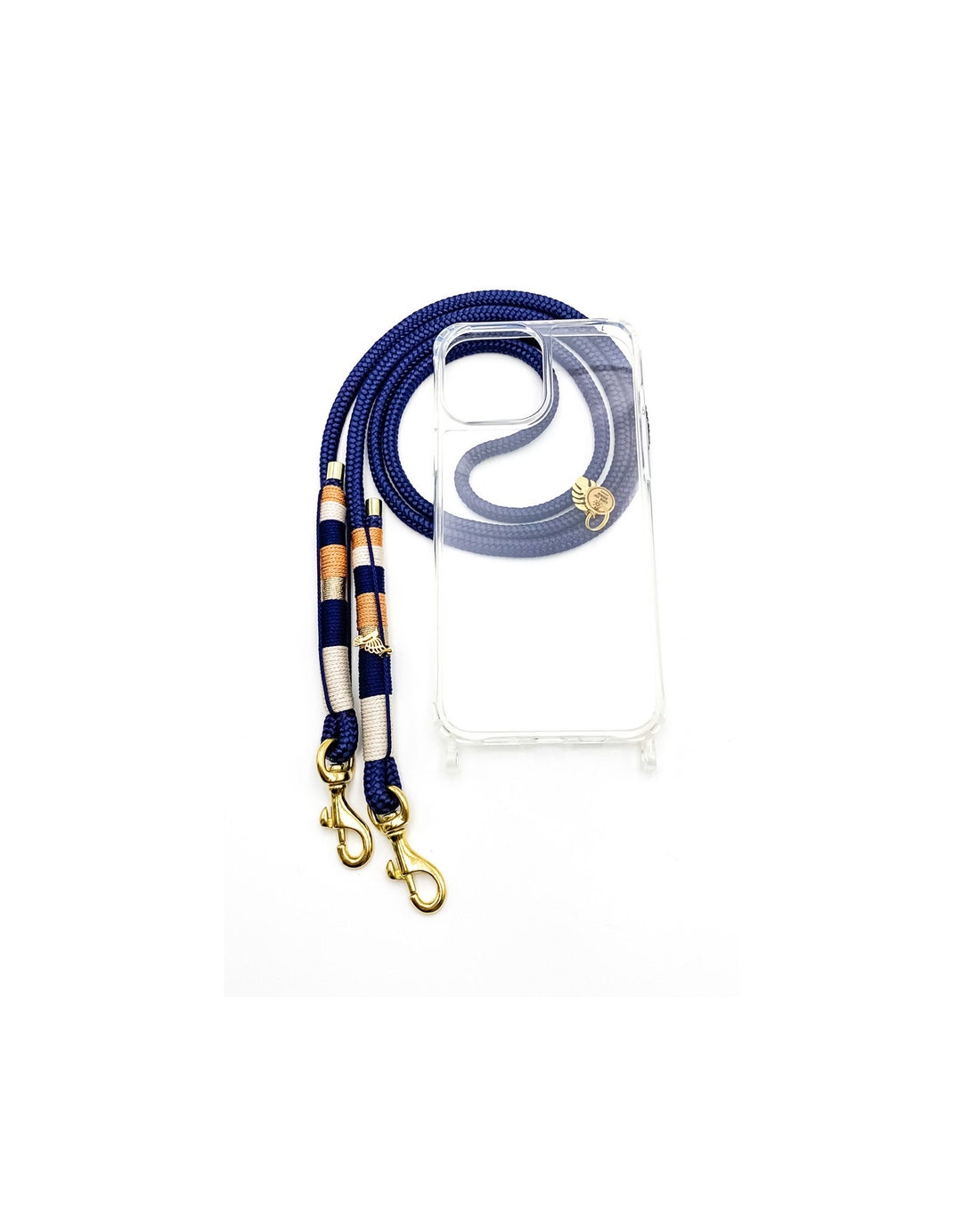 Maritime Mobile Phone Chain With Transparent Case in Dark Blue, Gold ...