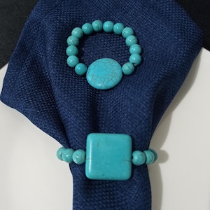 Turquoise Napkin Ring, Bead Napkin Holder, Gemstone Napkin Ring ...