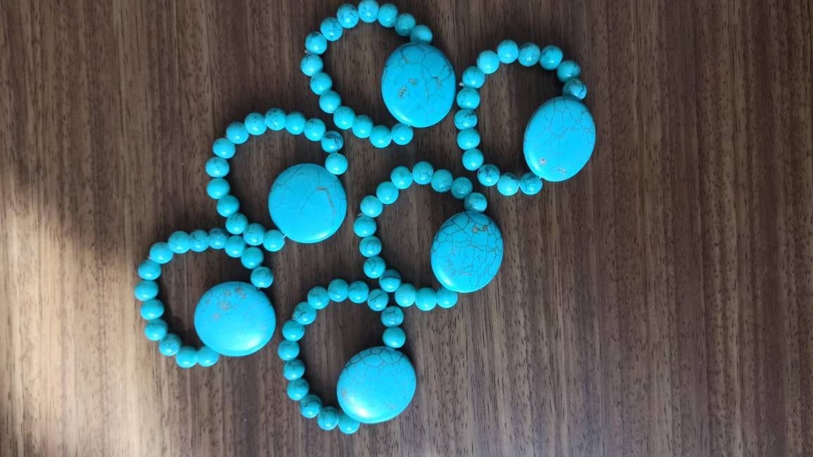 4 Pack Turquoise Gemstone Napkin Rings, Nautical Table, Natural ...