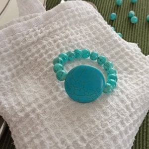 4 Pack Turquoise Gemstone Napkin Rings, Nautical Table, Natural ...