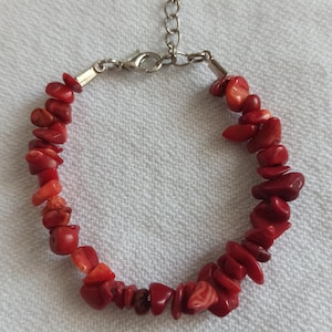 Natural Red Coral Bracelet,red Coral Beaded Jewelry,red Gemstone ...