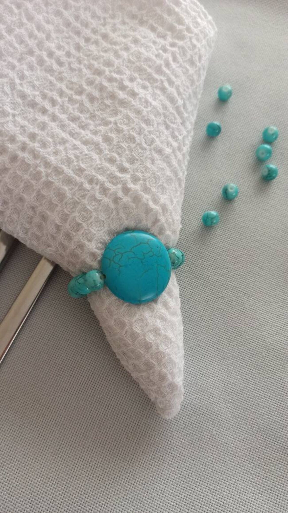 4 Pack Turquoise Gemstone Napkin Rings, Nautical Table, Natural ...