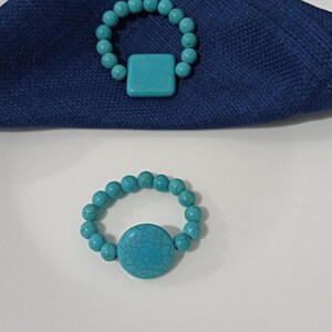 Turquoise Napkin Ring, Bead Napkin Holder, Gemstone Napkin Ring ...