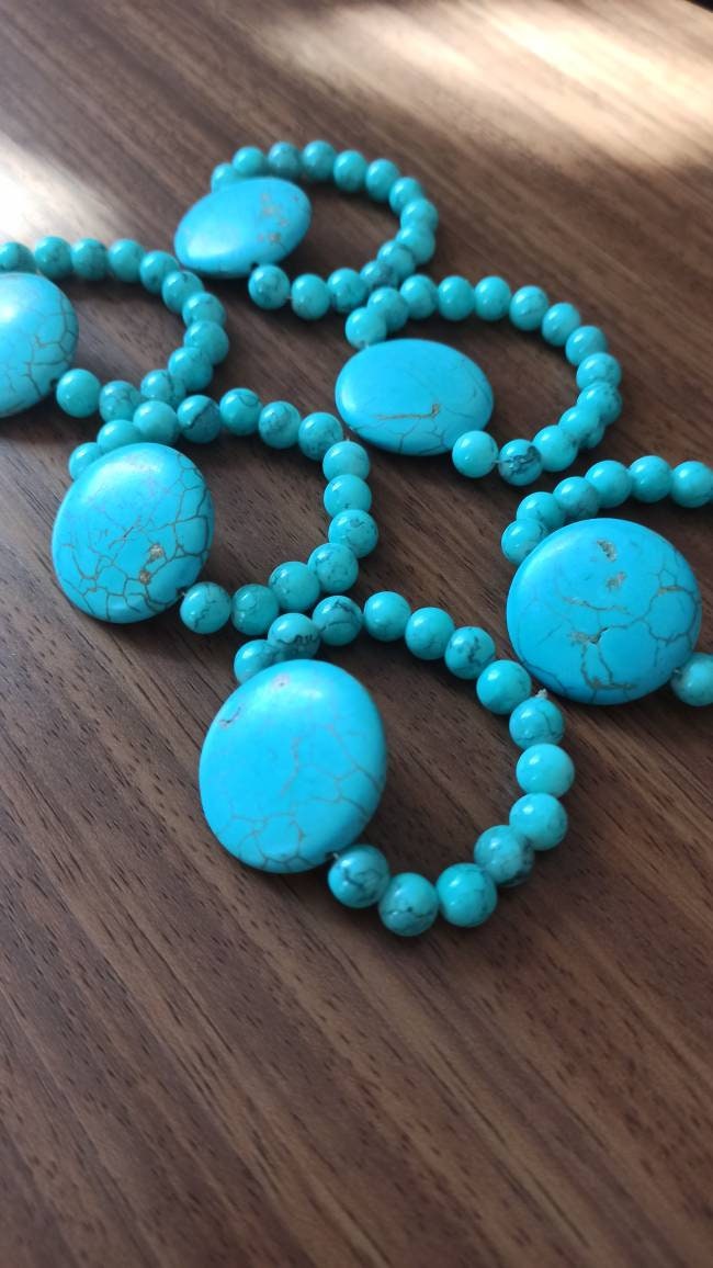 4 Pack Turquoise Gemstone Napkin Rings, Nautical Table, Natural ...