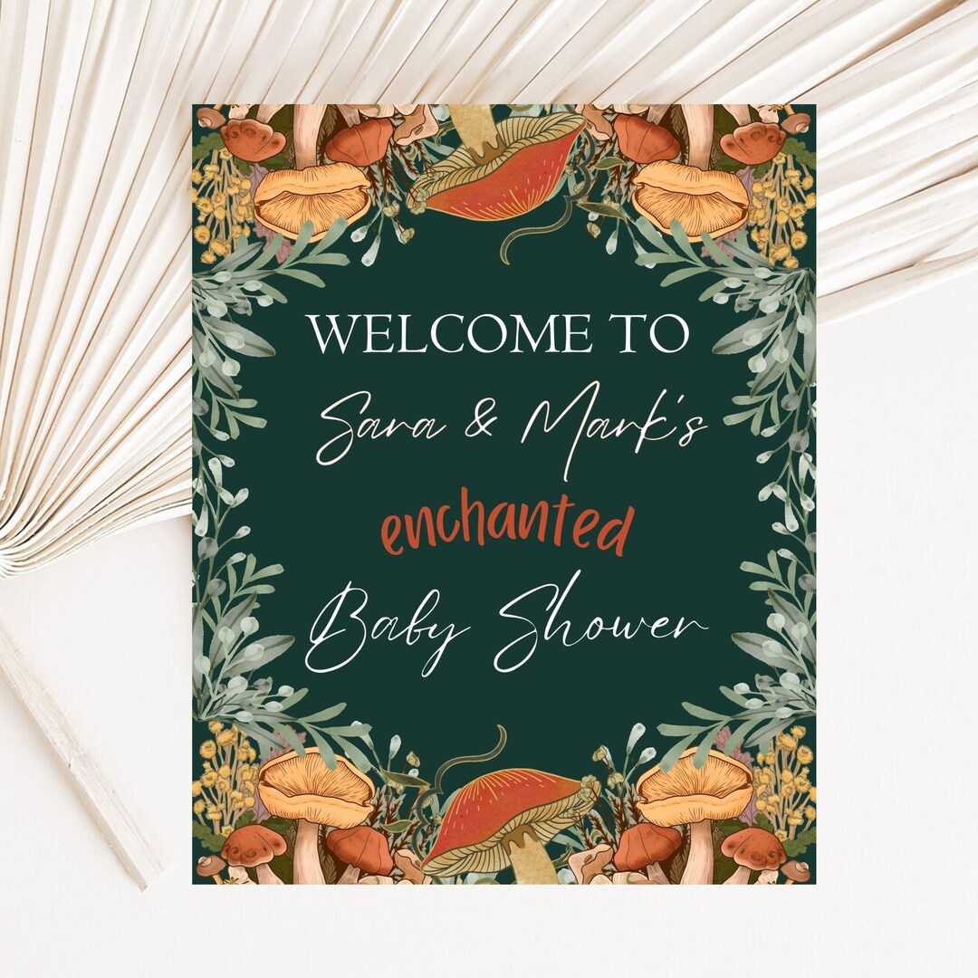 Enchanted Forest Baby Shower Welcome Sign, Mushroom Baby Shower Signs ...
