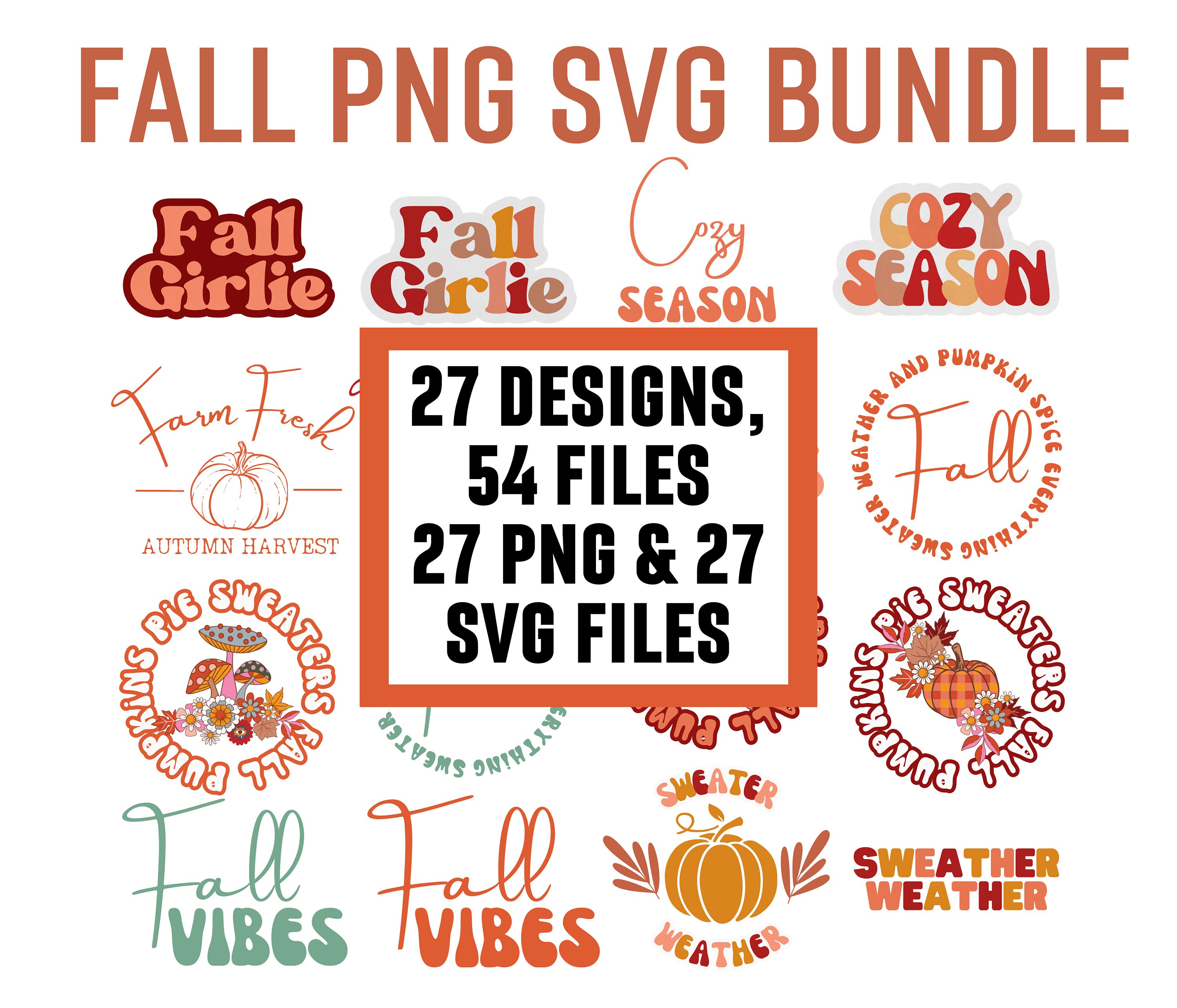 Fall Png Svg, Fall SVG Bundle, Autumn Svg Png, Thanksgiving Svg, Cricut ...