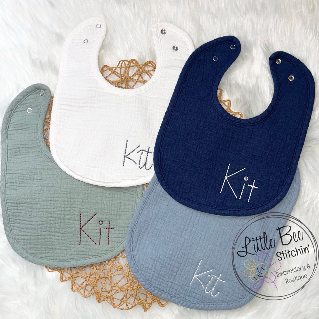 Embrodiered Muslin Baby Bibs, Boy Baby Bibs, Embroidered Baby Bibs - Etsy