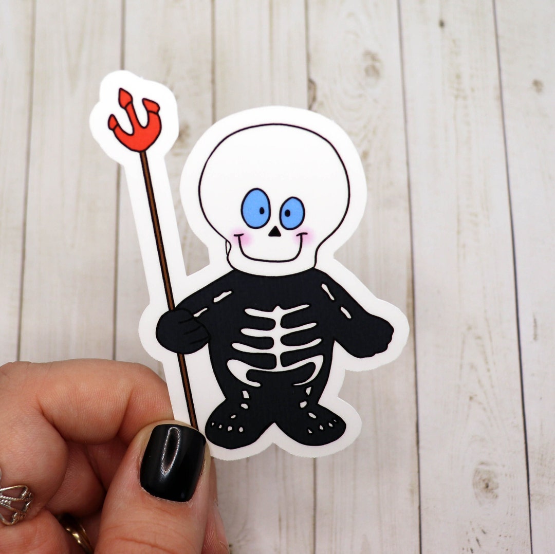 Cute Skeleton Sticker, Cute Sticker, Skeleton Sticker, Halloween ...