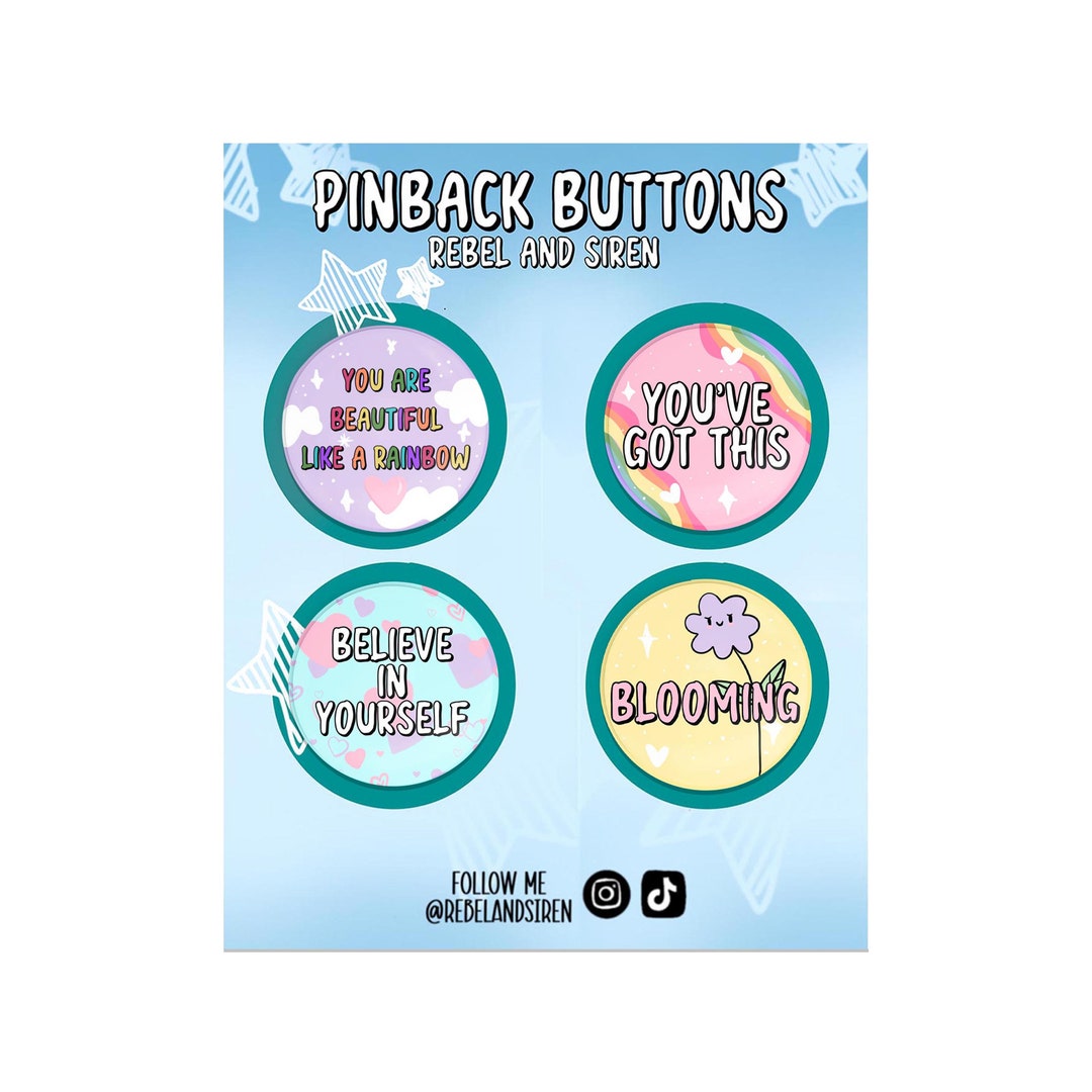 Positivity Pin or Magnet Set, Mental Health Magnets, Self Love Pins ...