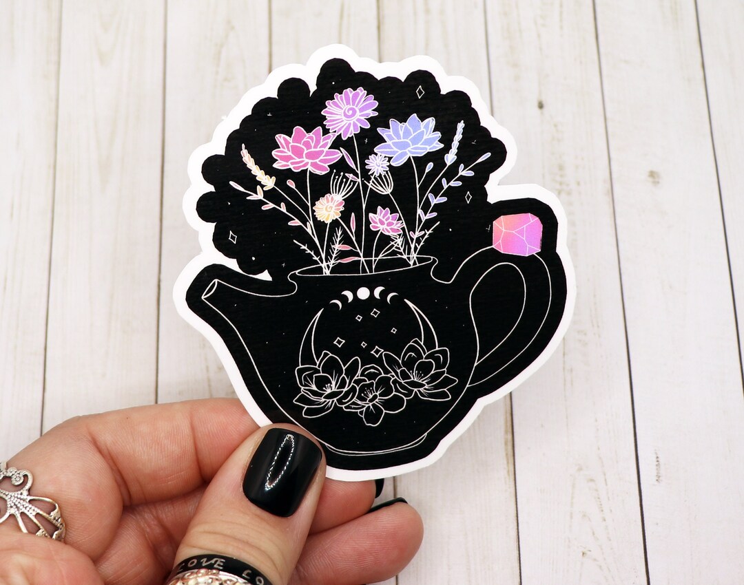 Tea Pot With Flowers Sticker Tea Pot Sticker Flowers - Etsy
