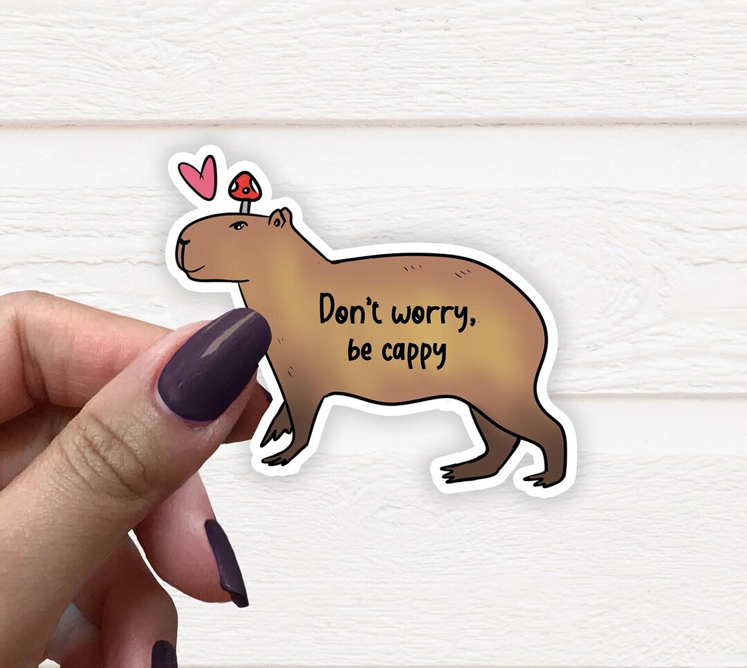 Capybara Sticker, Animal Stickers, Die Cut Label, Water Bottle Label ...