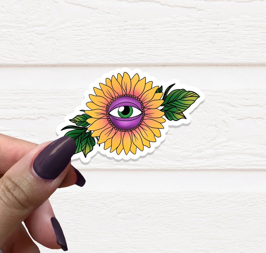 Sunflower Eye Sticker, Sunflower Sticker, Tumbler Decal, Spring ...