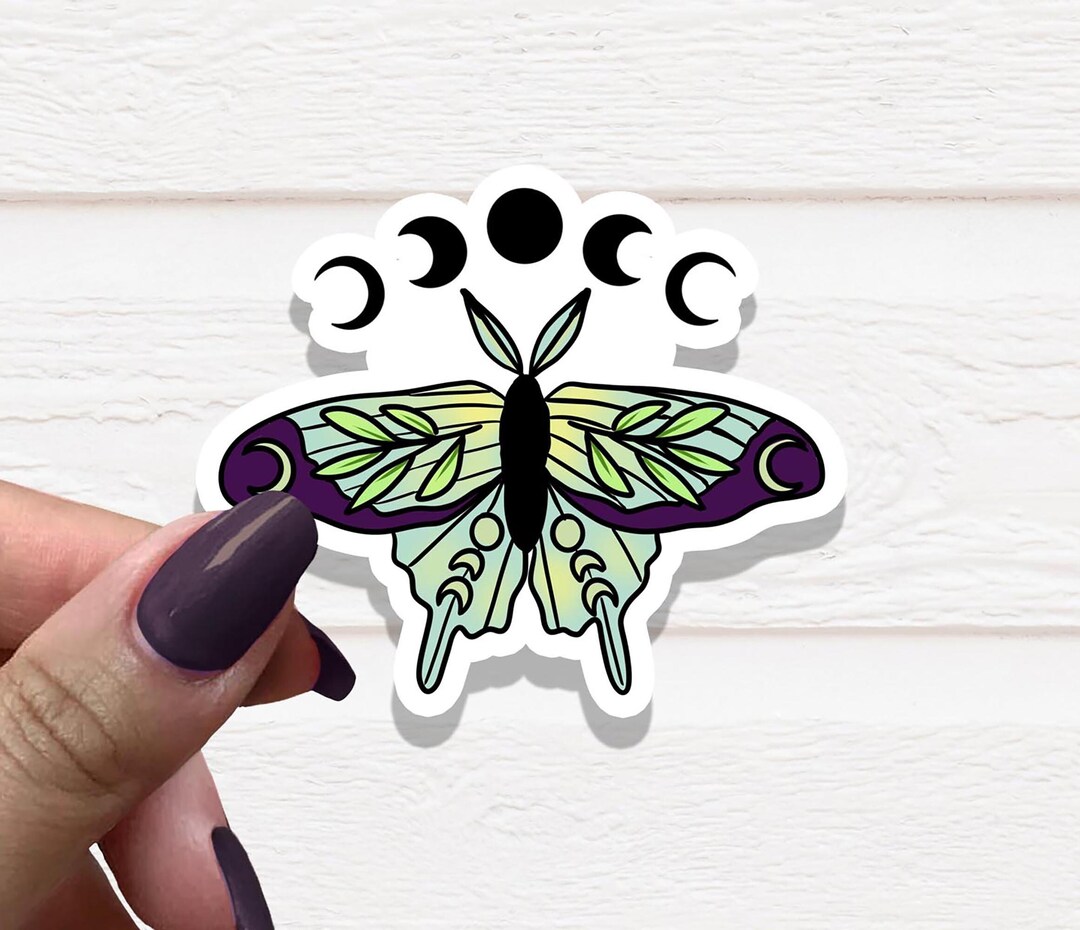 Moon Phases Lunar Moth Vinyl Sticker Moon Phases Sticker - Etsy