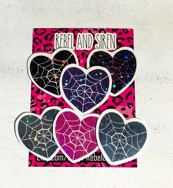 Spider Web Stickers Sticker Pack Halloween Heart Stickers - Etsy