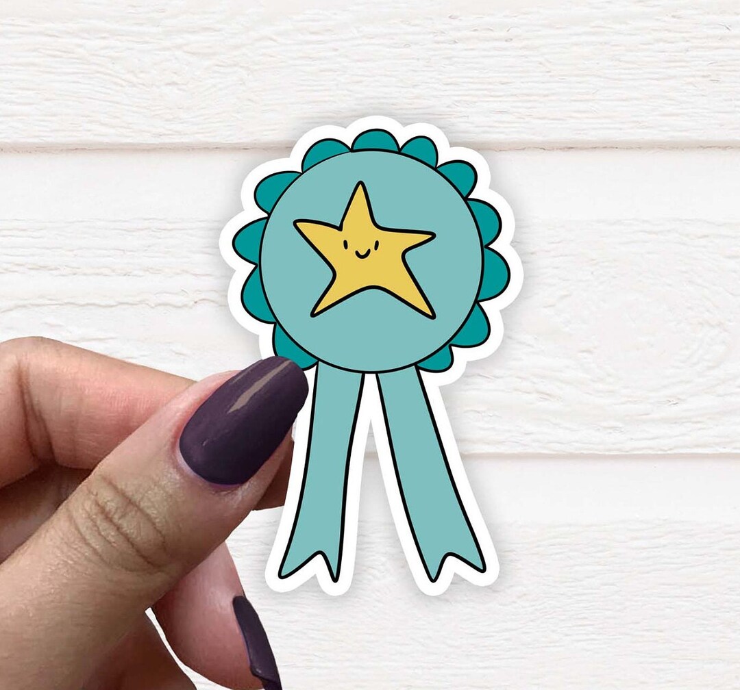 Ribbon Sticker, Winner Stickers, Die Cut Label, Water Bottle Label ...
