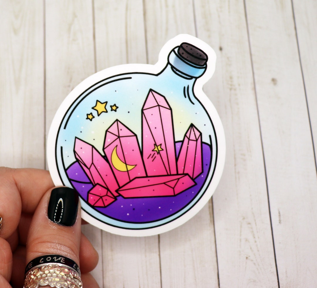 Pink Crystal Potion Bottle Sticker, Pink Sticker, Crystal Potion Bottle ...