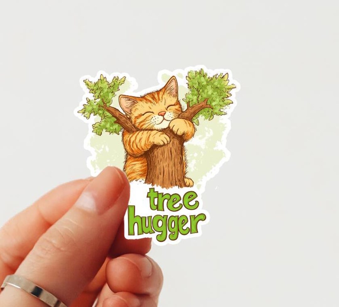 Tree Hugger Waterproof Sticker, Cat Deco Stickers, Creative Journaling ...