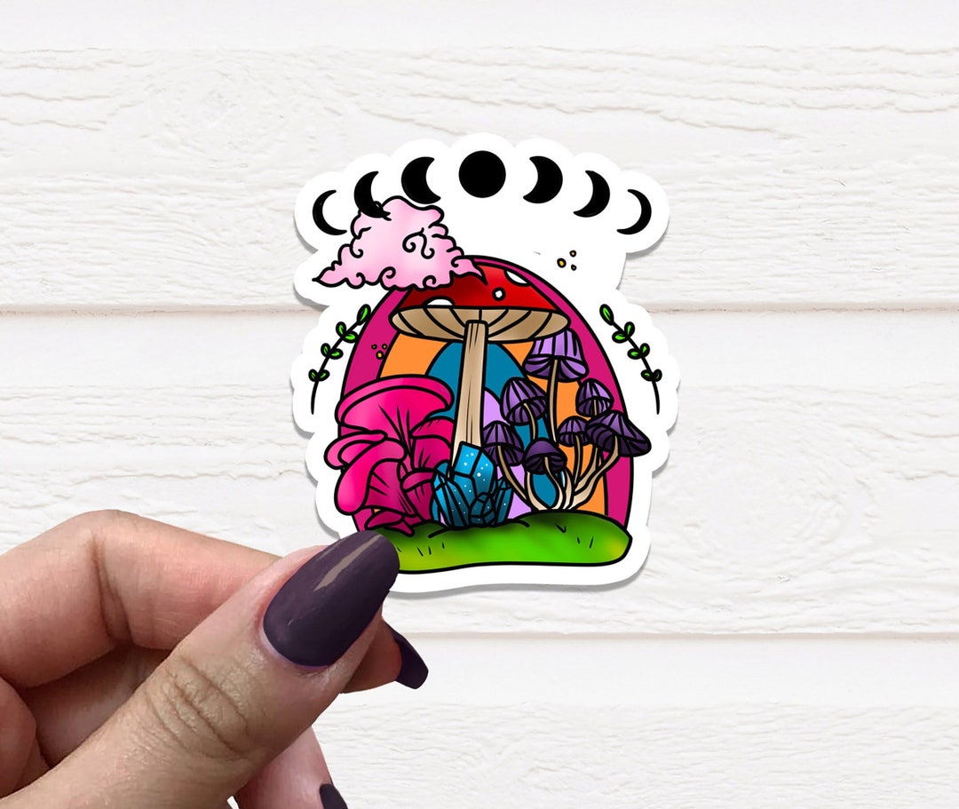 Mushroom Sticker, Water Bottle Sticker, Car Decal, Mushroom Label, Die ...