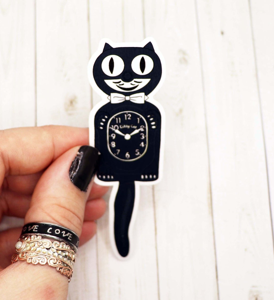 Cat Clock Sticker, Kitsch Cat Clock Sticker, Retro Aesthetic Sticker ...