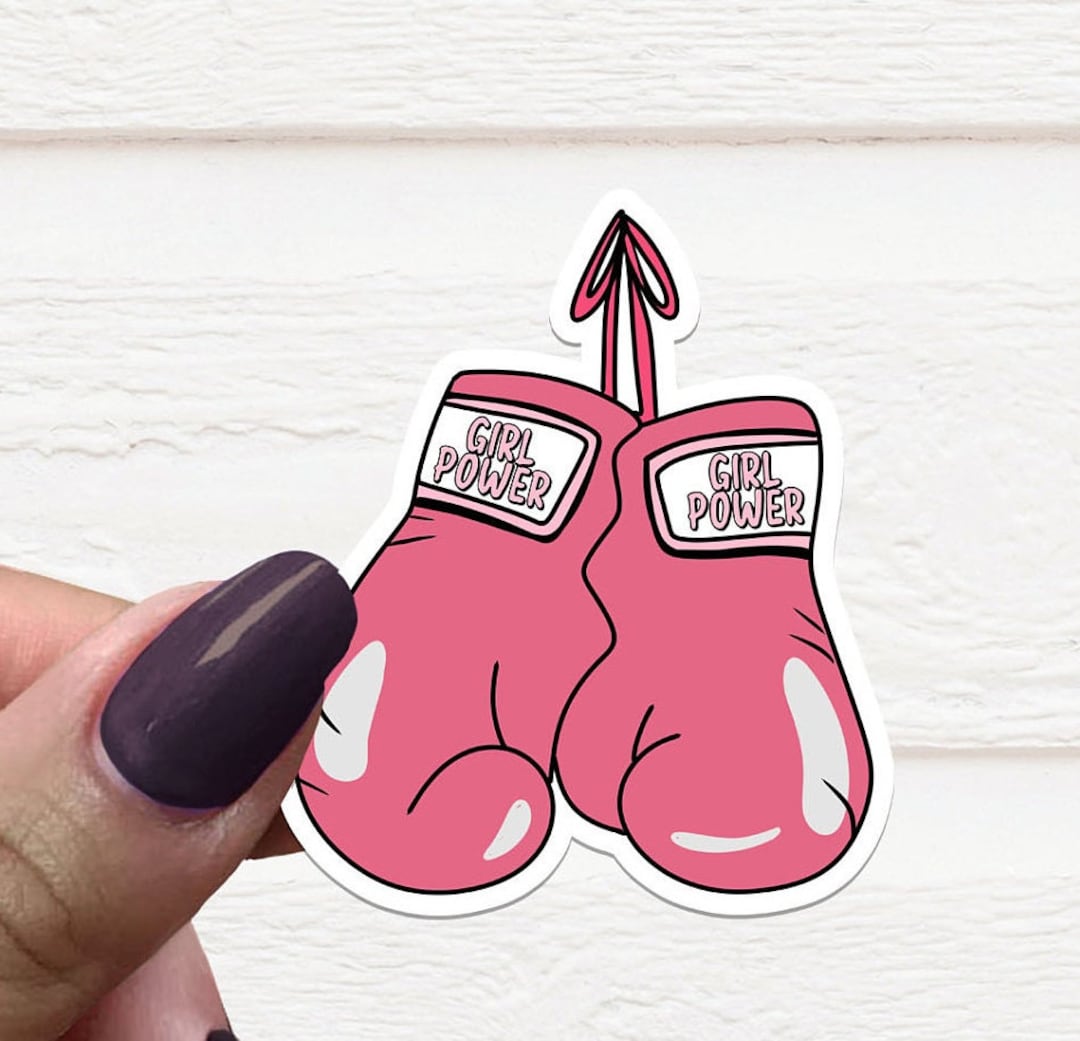 Pink Boxing Gloves Sticker, Girl Power Stickers, Cute Decal, Die Cut ...