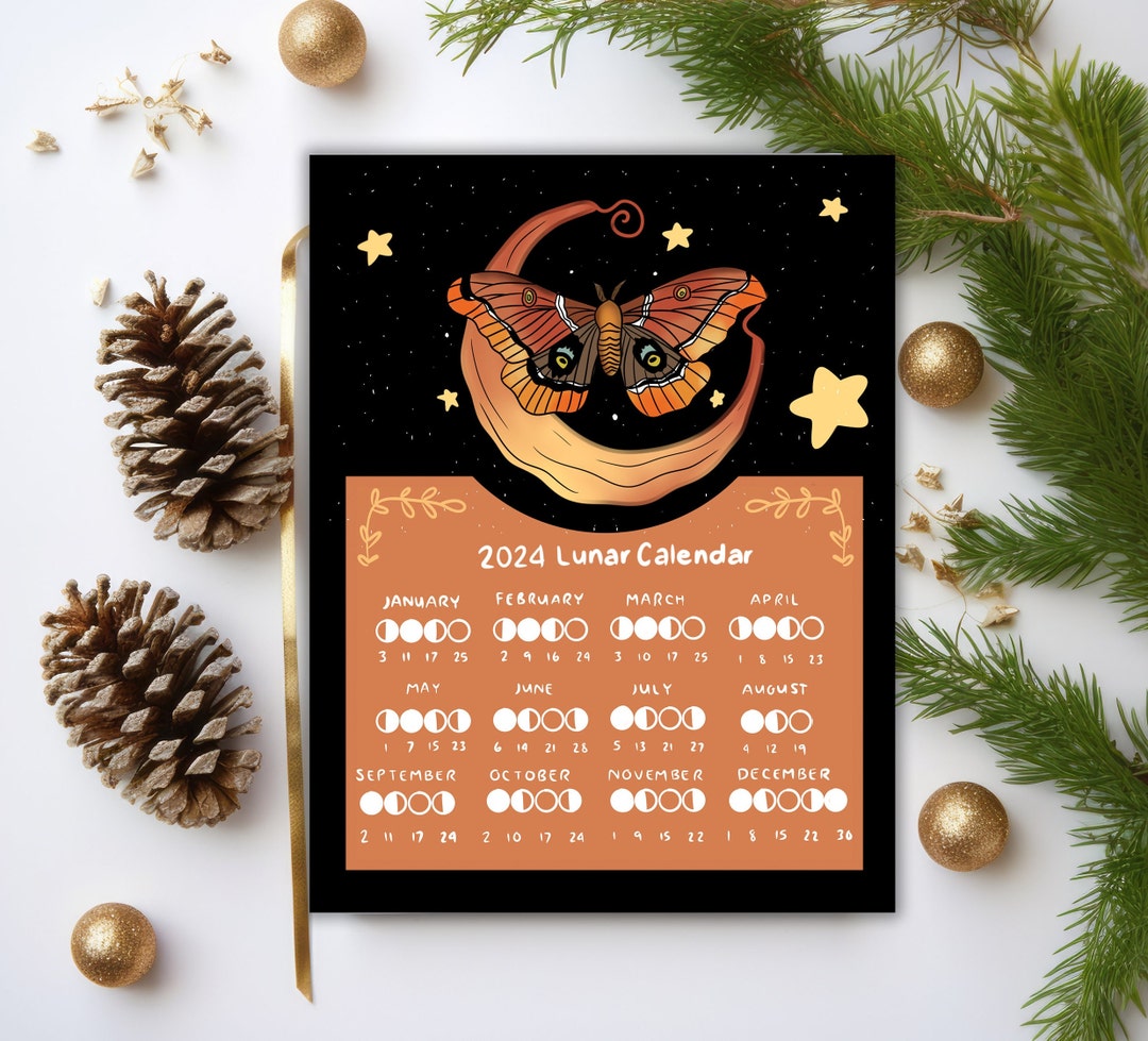 2024 Lunar Calendar Witch Calendar 2024 Moth Calendar Cute - Etsy Australia
