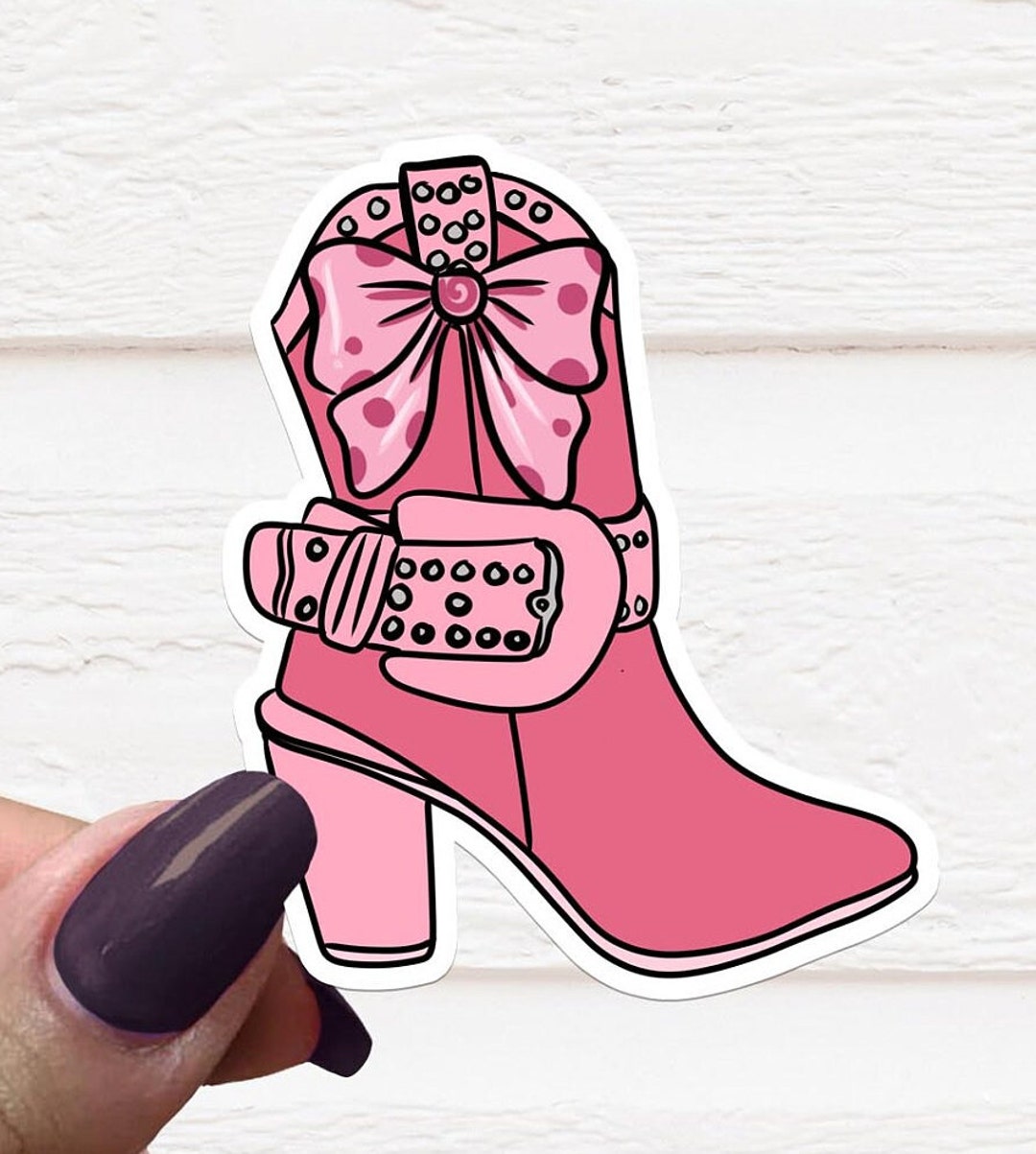 Pink Cowgirl Boot Sticker, Fashion Stickers, Coquette, Die Cut Label ...