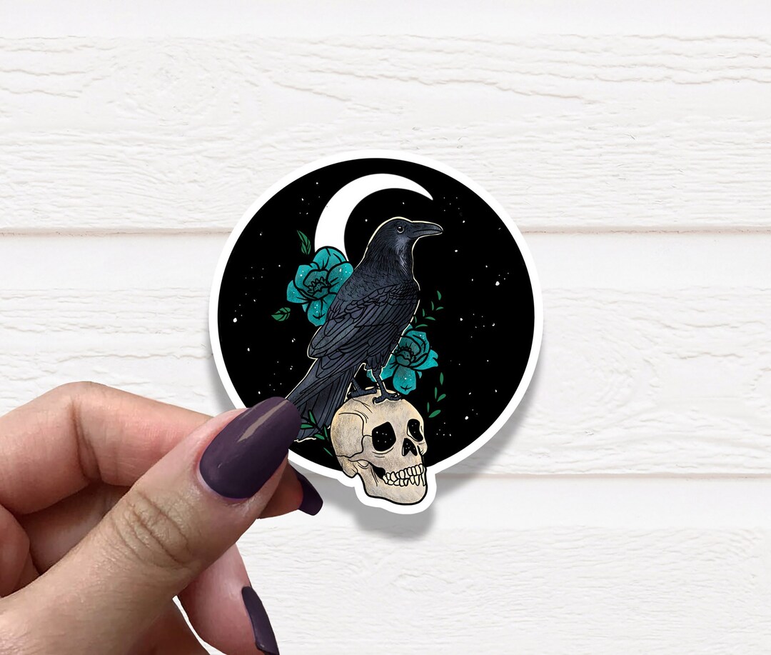 Raven and Skull Vinyl Sticker, Raven Stickers, Skull Stickers, Raven ...