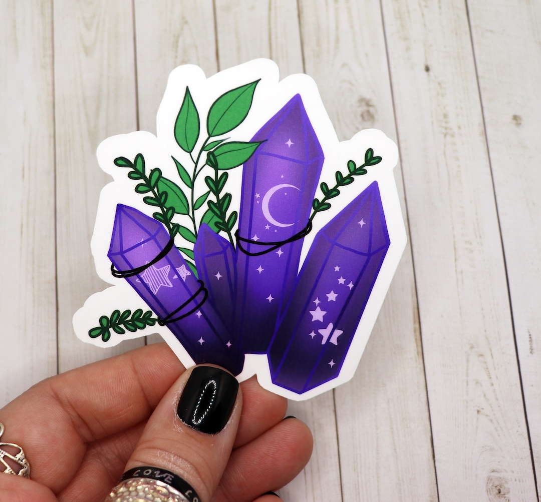 Purple Crystal Sticker With Stars, Purple Crystal Sticker, Crystal ...
