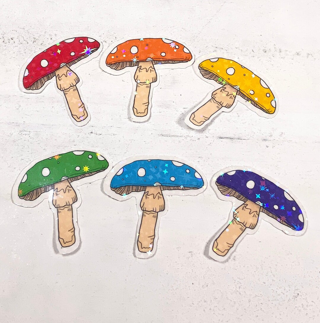 Rainbow Mushroom Sticker Set, Rainbow Sticker Set, Mushroom Sticker Set ...
