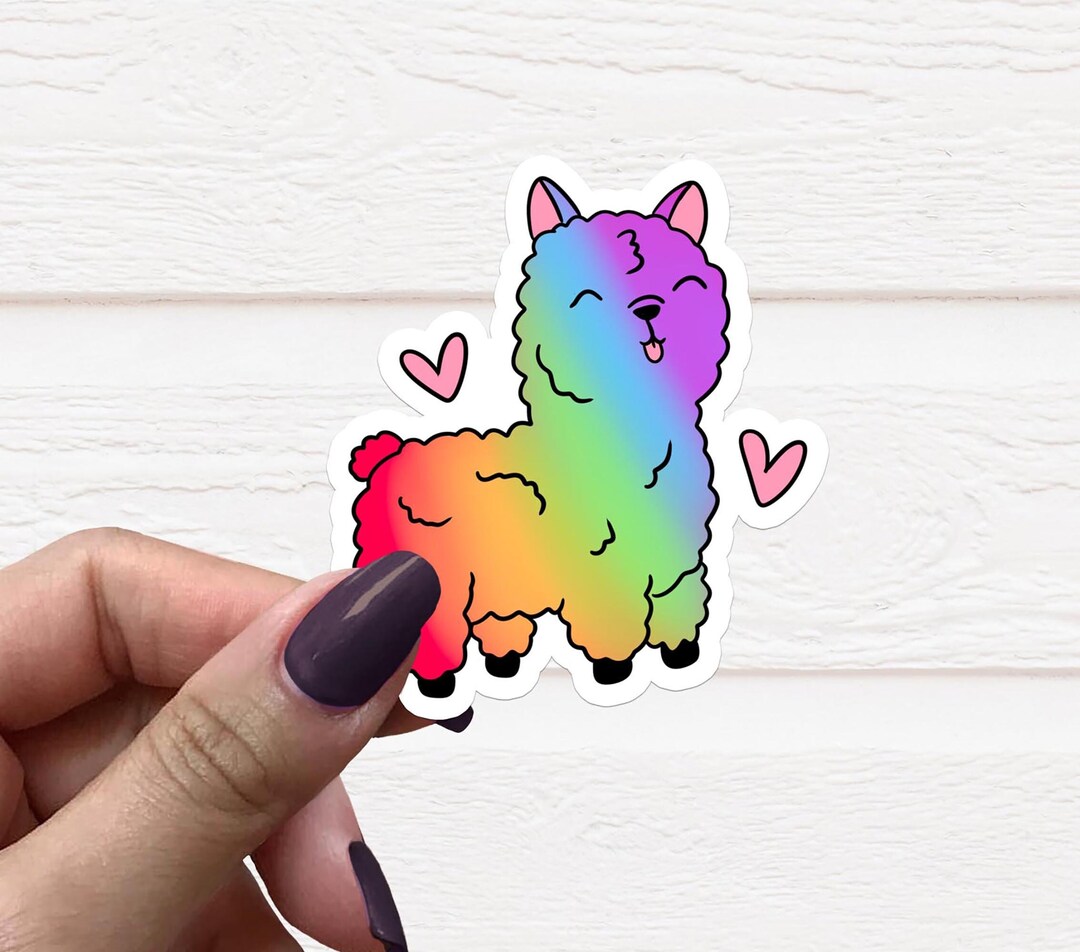 Rainbow Llama Sticker, Colorful Sticker, Animal Sticker, Car ...