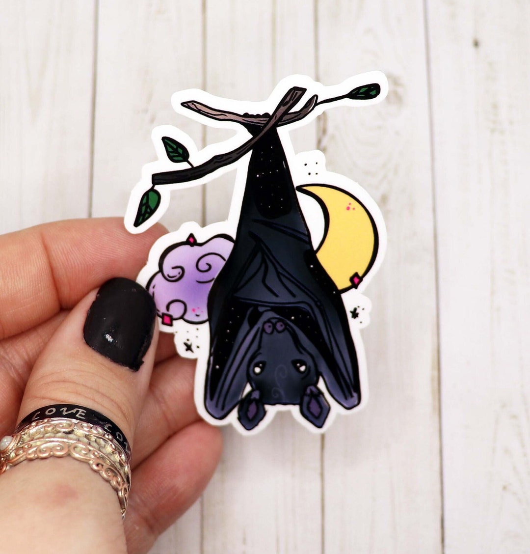 Bat Sticker, Spooky Sticker, Cute Animal Sticker, Hanging Bat Sticker ...