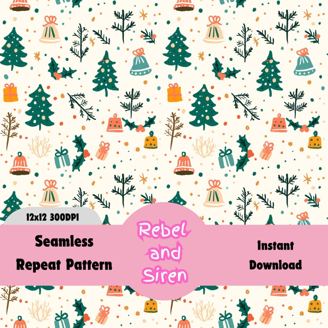 Retro Christmas Repeating Pattern, Classic Christmas Seamless Pattern ...