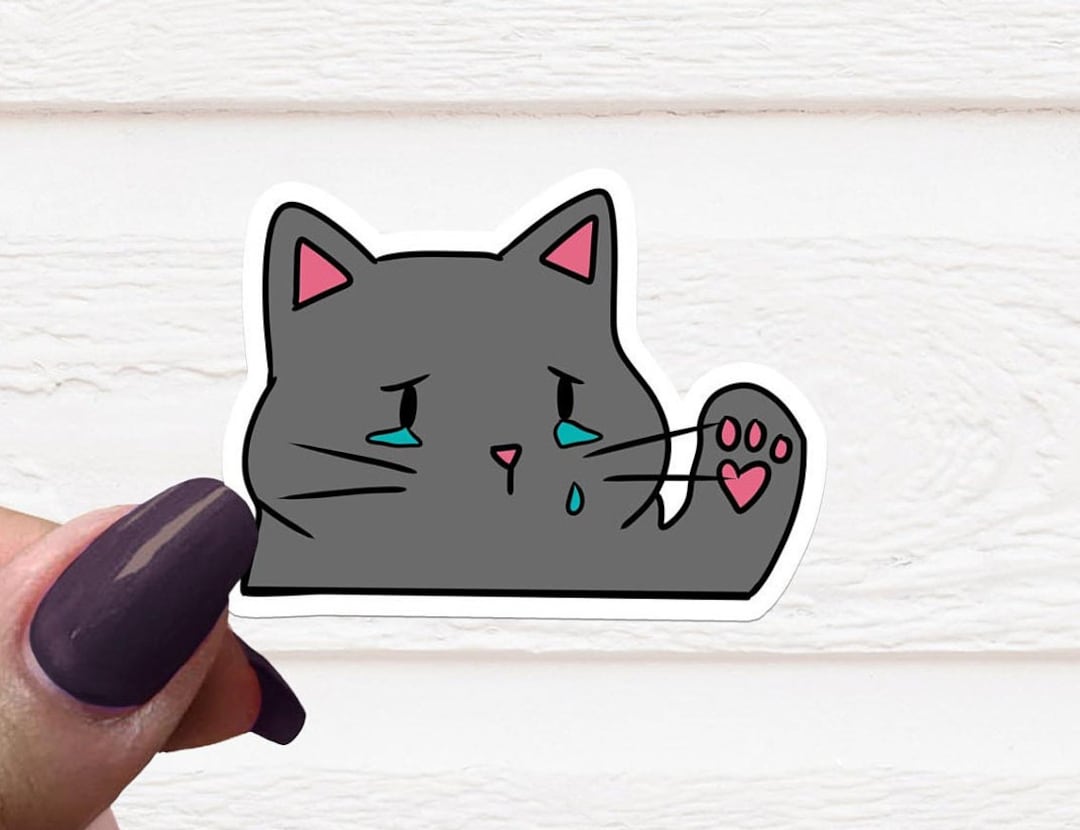 Sad Cat Meme Sticker, Cute Stickers, Die Cut Label, Water Bottle Label ...