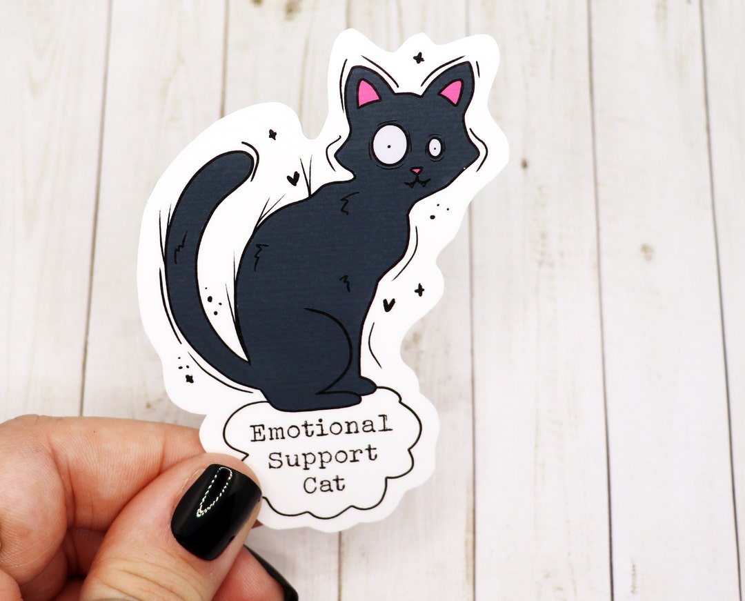 Emotional Support Cat Vinyl Sticker, Cat Vinyl Sticker, Cat Sticker ...