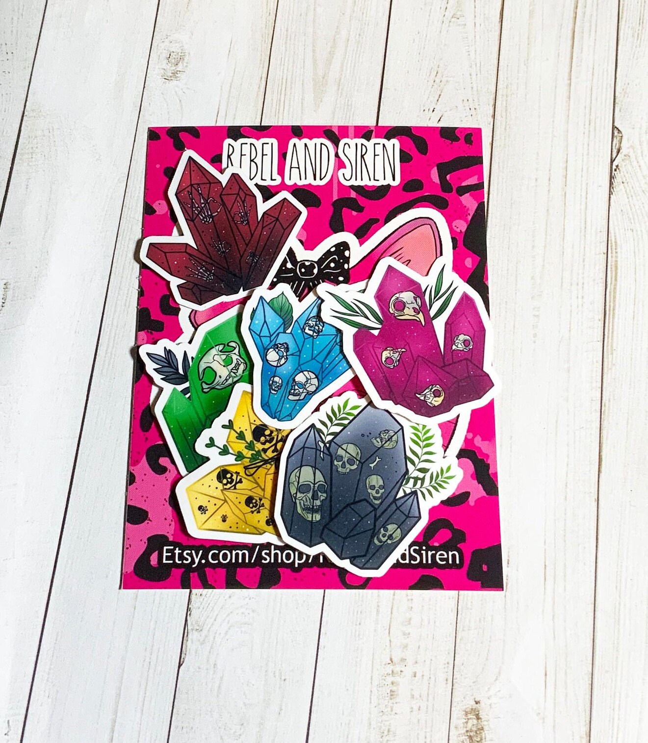 Skull Crystal Sticker Pack Skull Sticker Pack Crystal - Etsy