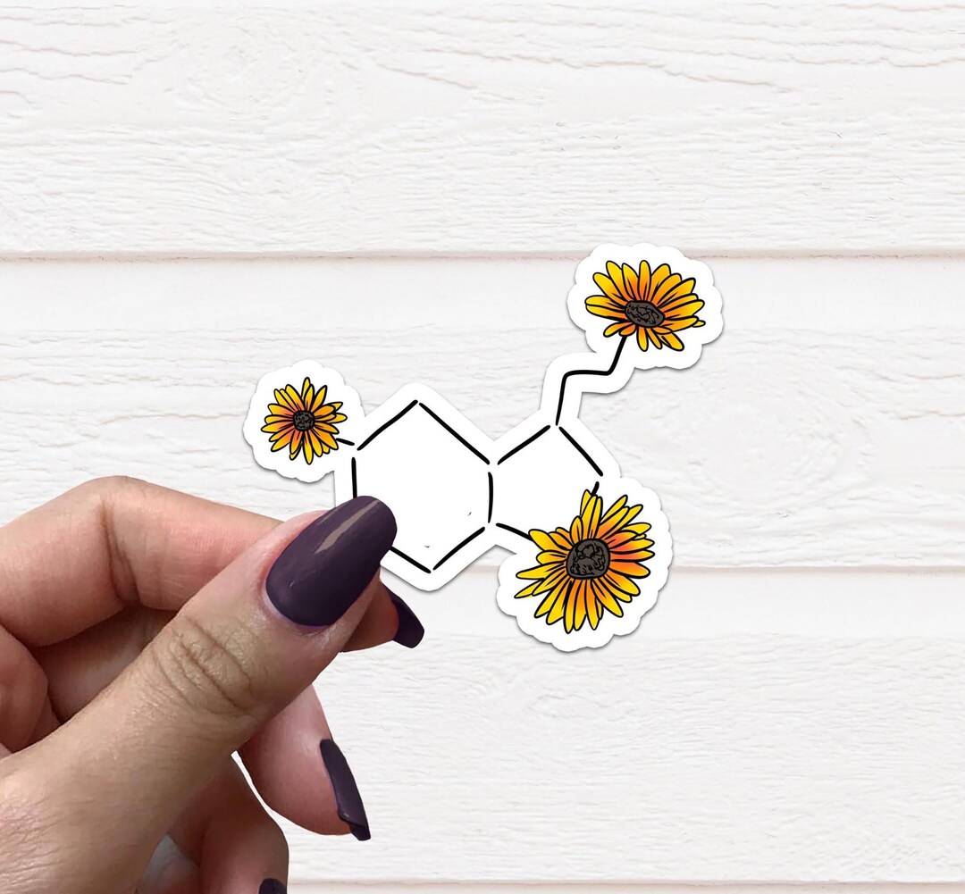 Serotonin Sunflower Vinyl Sticker, Mental Health Sticker, Bright Decal ...