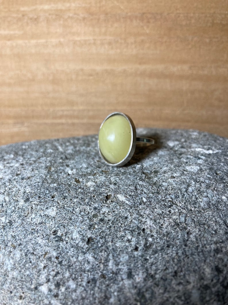 Large Lemon Jasper and Silver Ring. Size 8 21x17mm Oval - Etsy