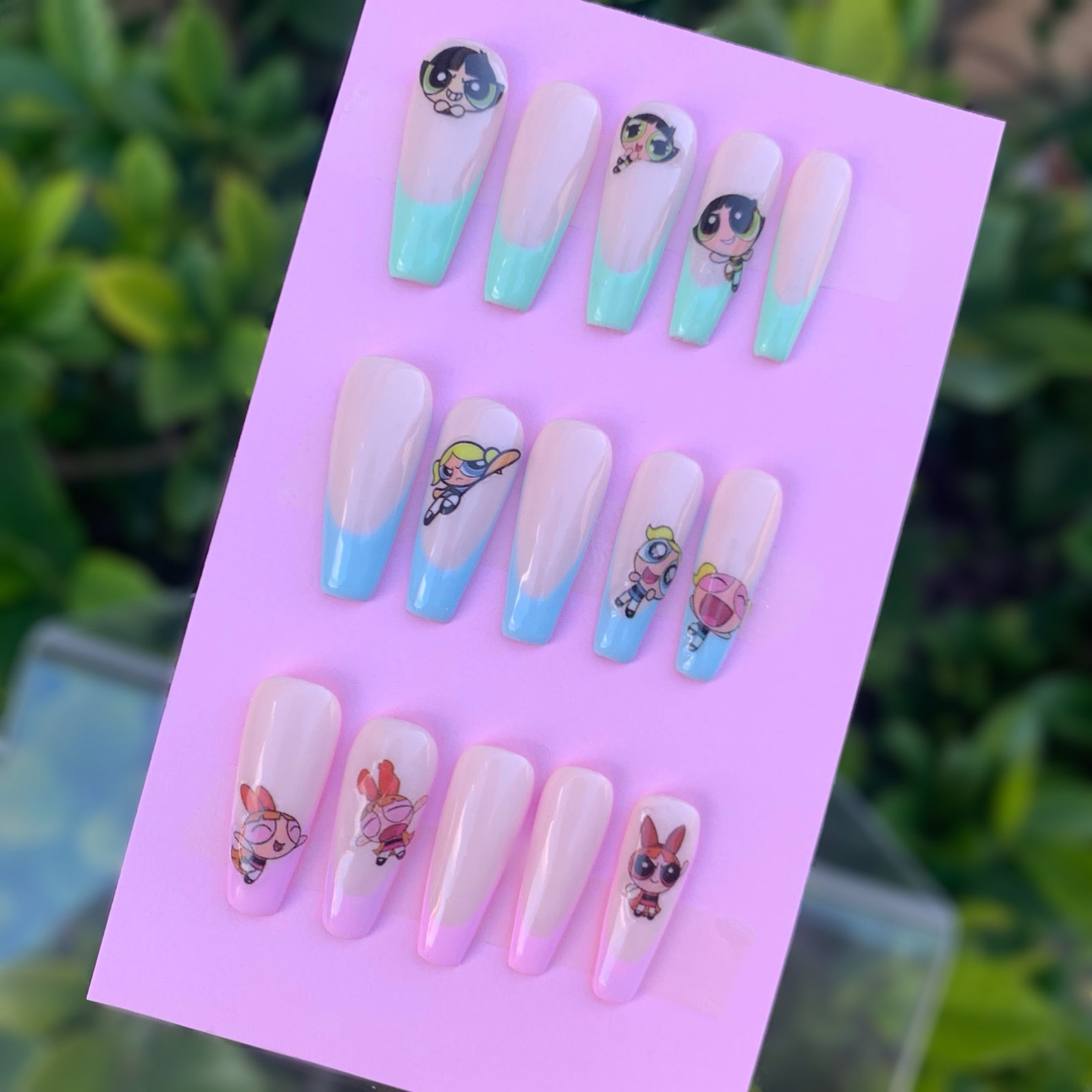 Powerpuff Girls Press On Nails 15 Set Nails Kawaii Glue on | Etsy