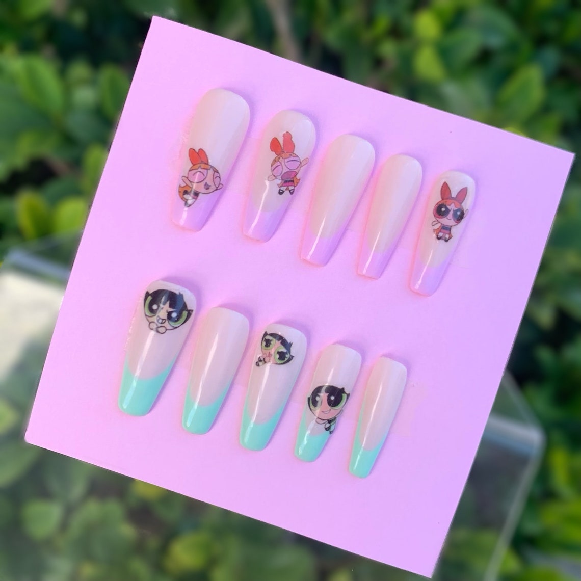 Powerpuff Girls Press On Nails 15 Set Nails Kawaii Glue on | Etsy