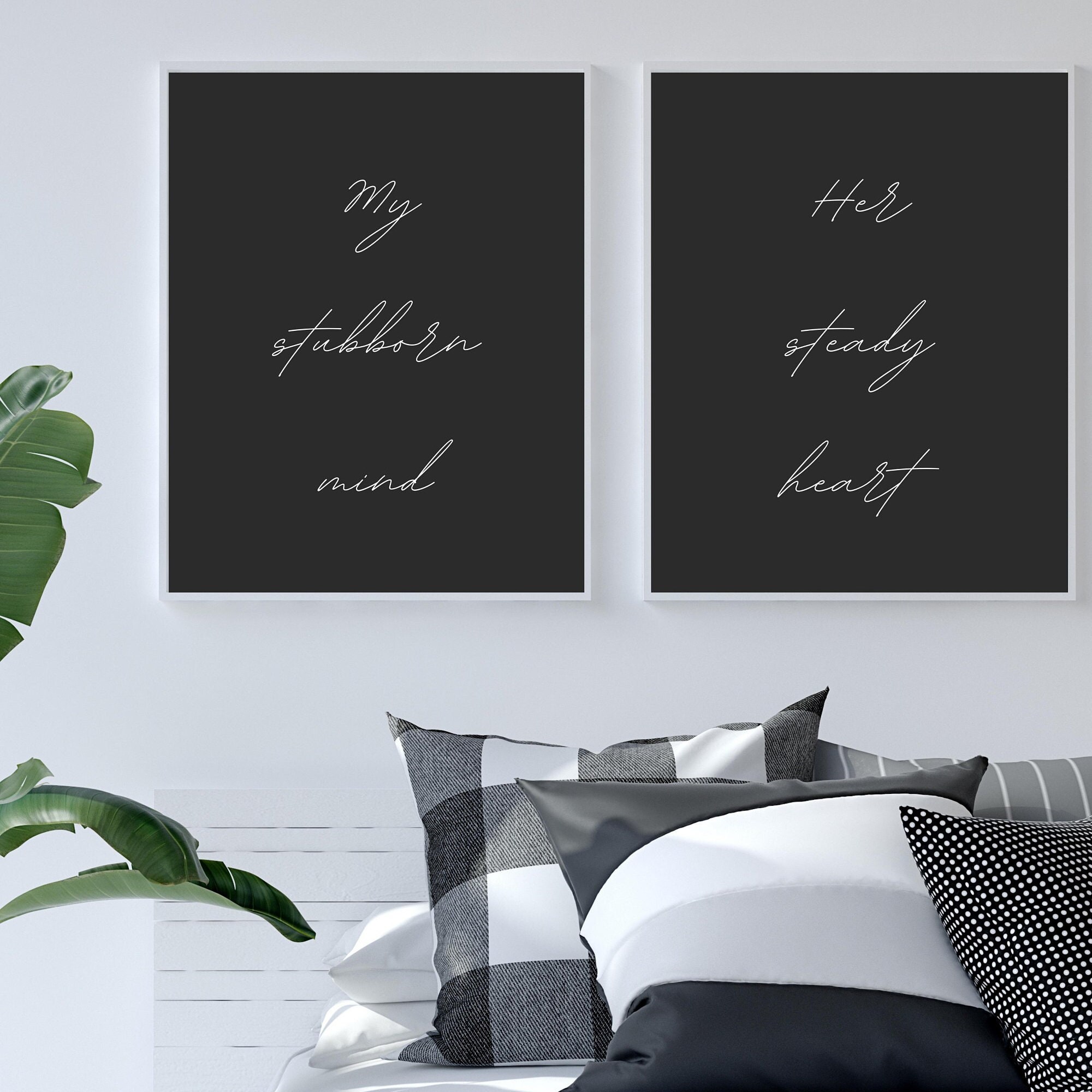 Steady Heart Sign, Country Lyric Sign, Bundle of 4 Black and White ...