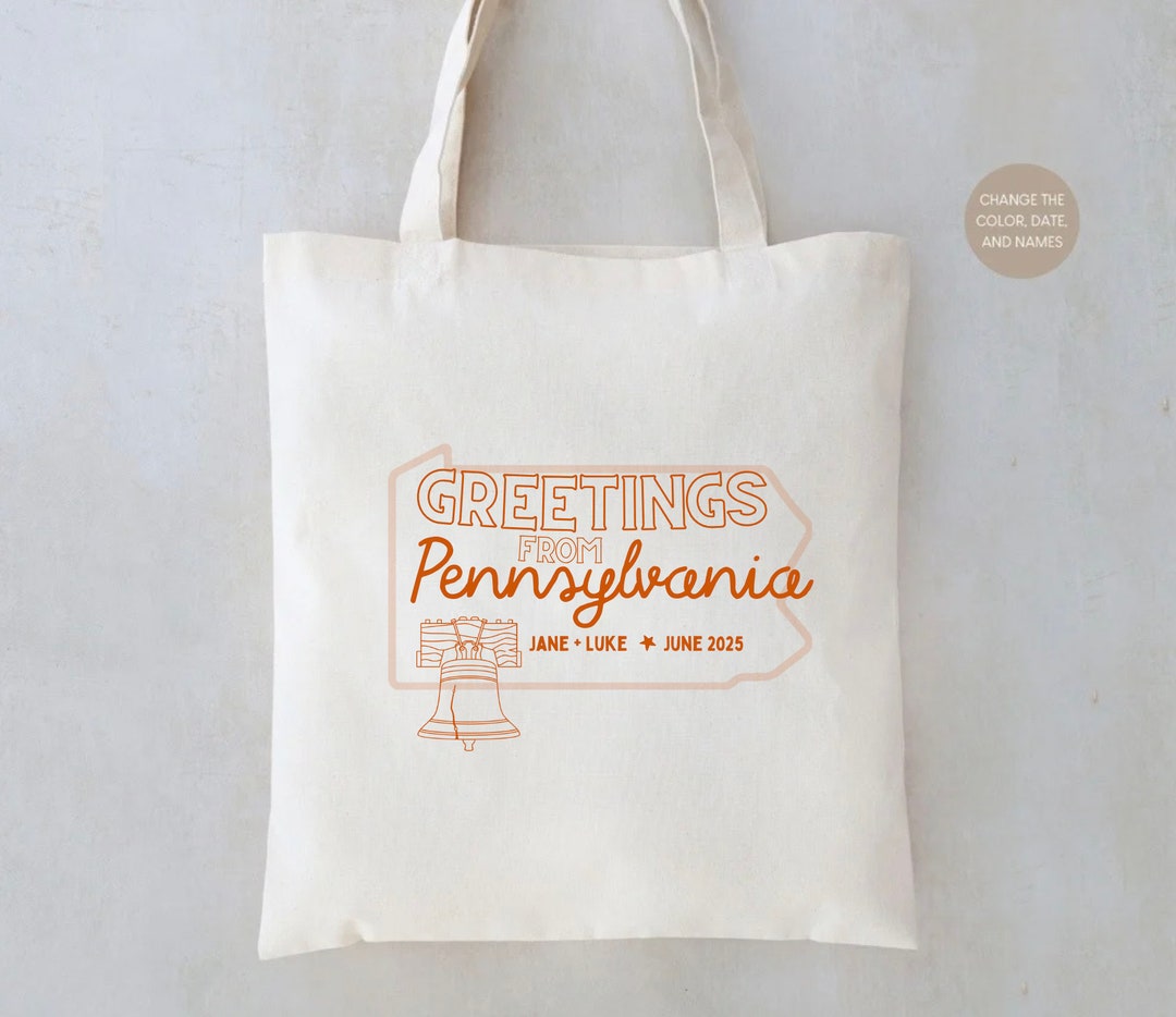 Pennsylvania Wedding Tote Bag: State Outline Guest Favor - Etsy