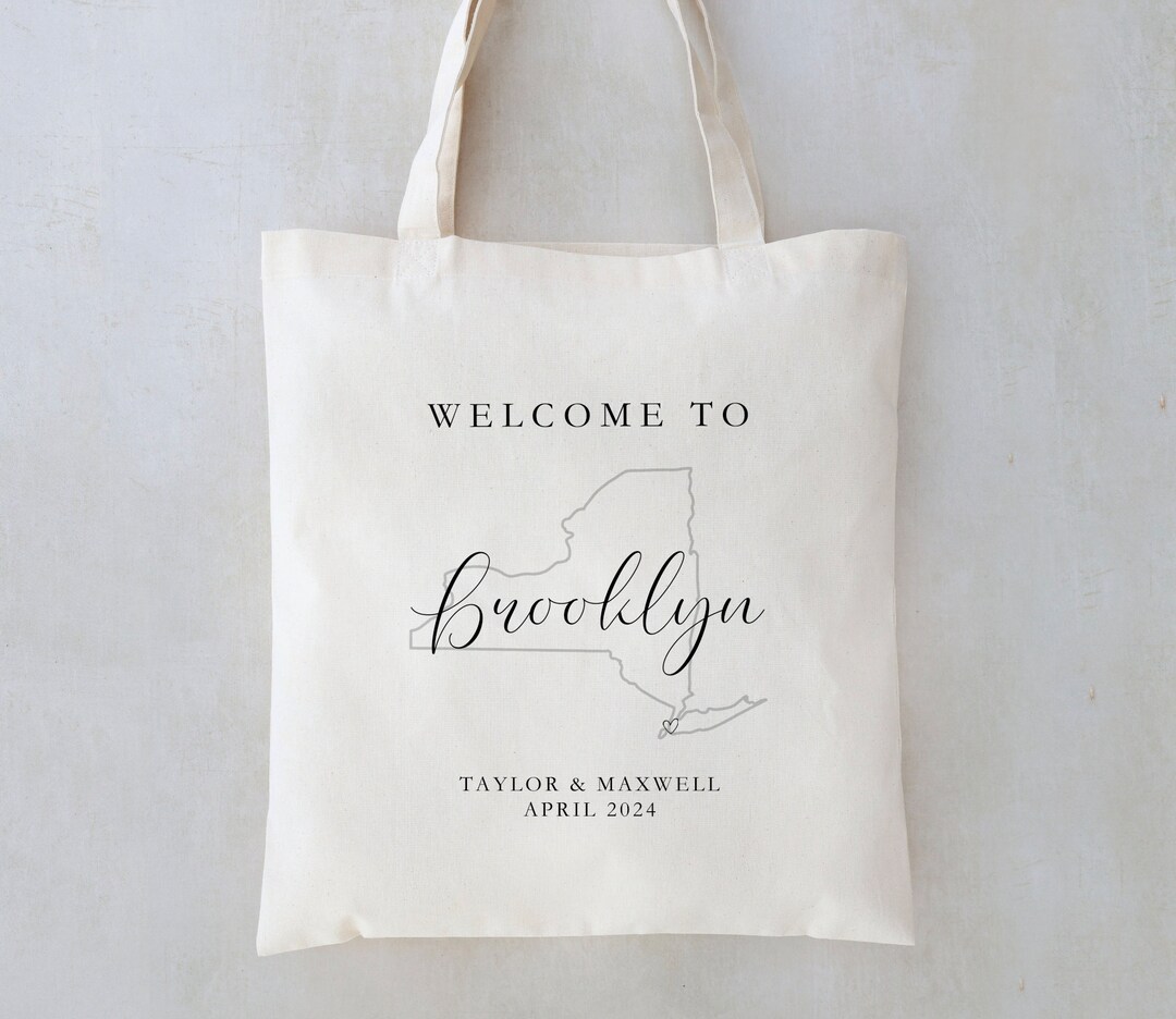 New York Wedding Tote - New York Wedding Guest Favor - Brooklyn Wedding ...