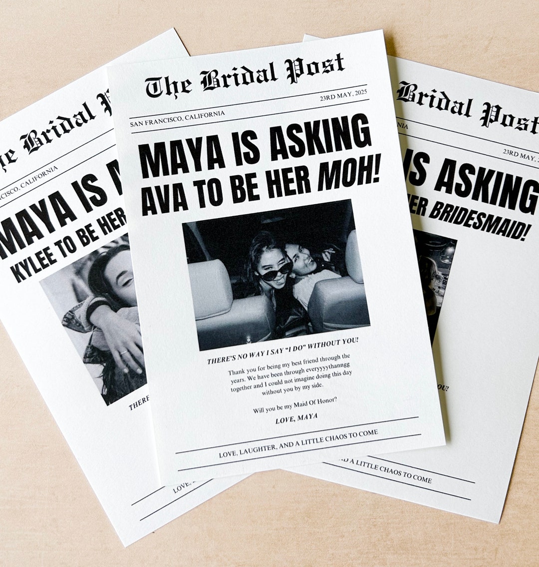 The Bridal Post Canva Template, Bridesmaid Proposal, Newspaper ...