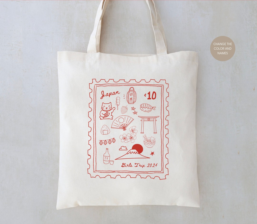 Custom Japan Stamp Tote Bag: Wedding & Bachelorette Favor - Etsy