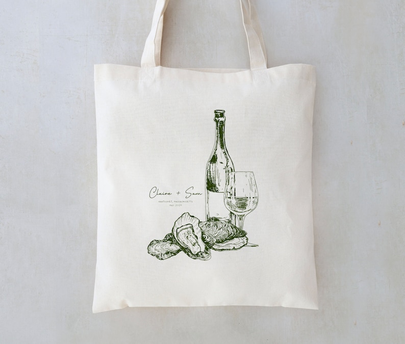 Coastal Wedding Tote Bags: Custom Oyster Design Welcome Gift - Etsy