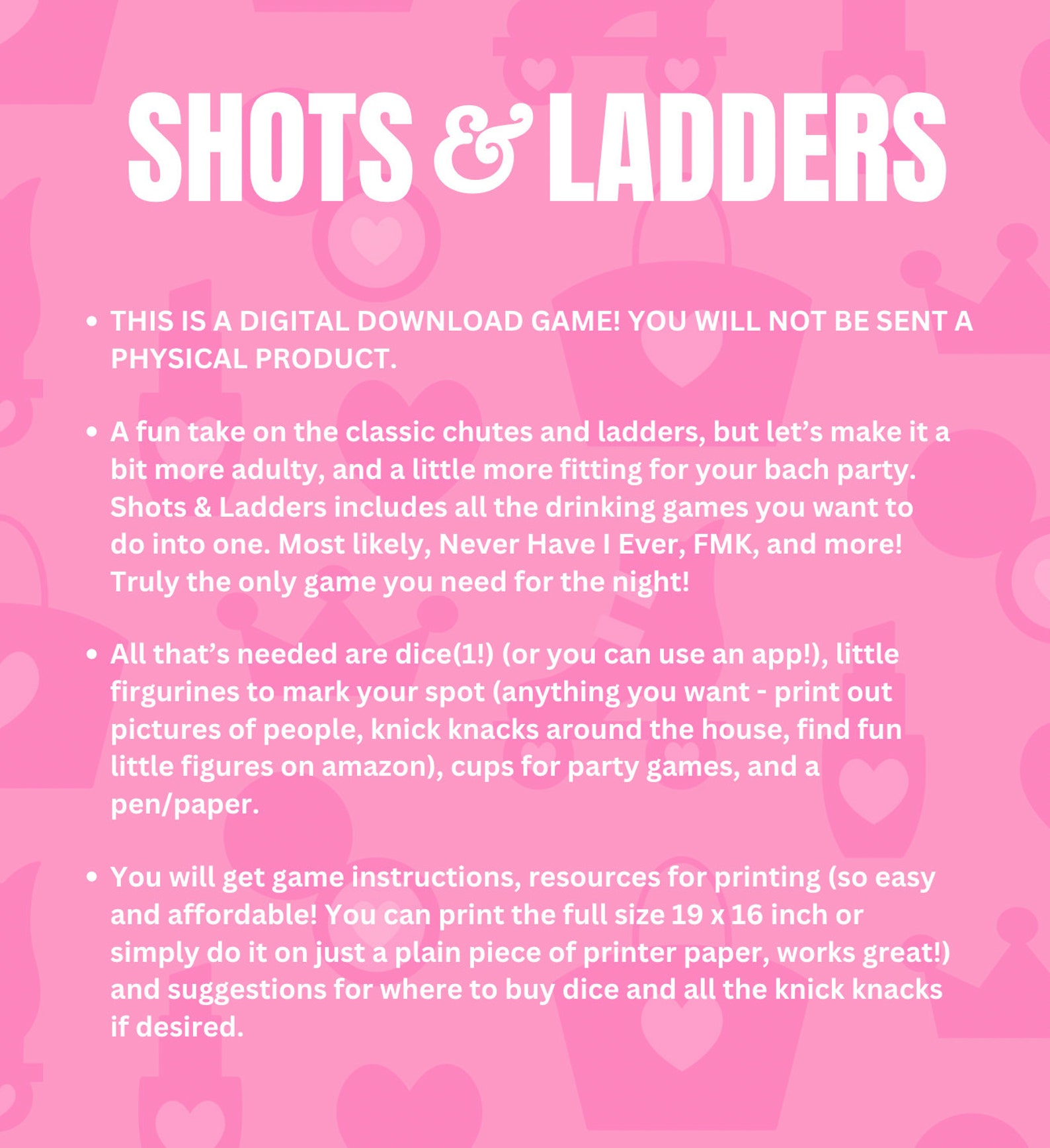 Shots and Ladders Bachelorette Party Game: Adult Drinking Game (digital ...