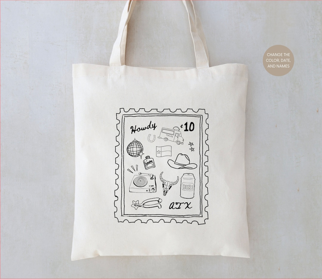 Texas Stamp Cotton Tote: Austin Bachelorette Party Favor - Etsy