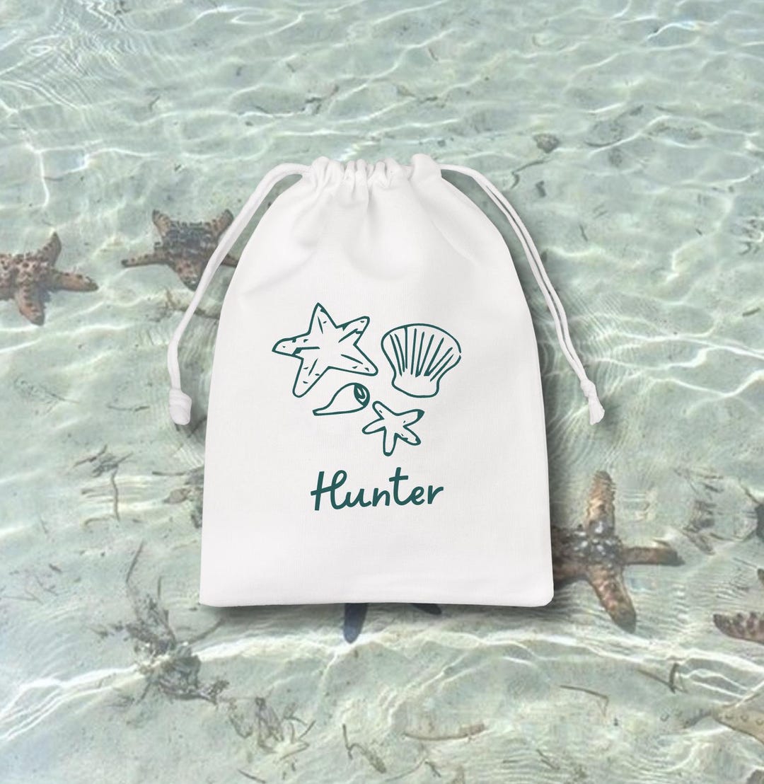 Shell Birthday Favor Bags - Custom Kids Name Bag - Kids Party Favor ...